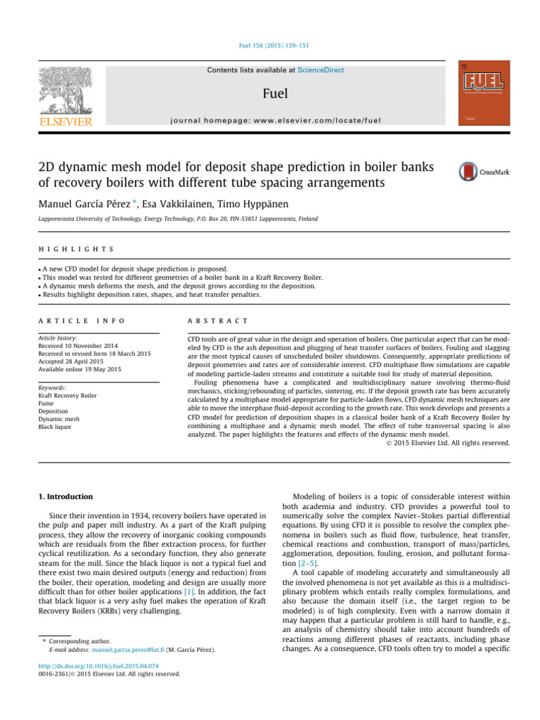 2D Dynamic Mesh Model For Deposit Shape Prediction in Boiler Banks of ...