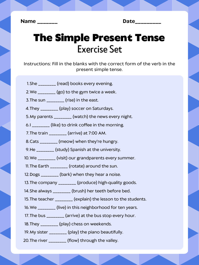 Simple Present Tense Worksheet
