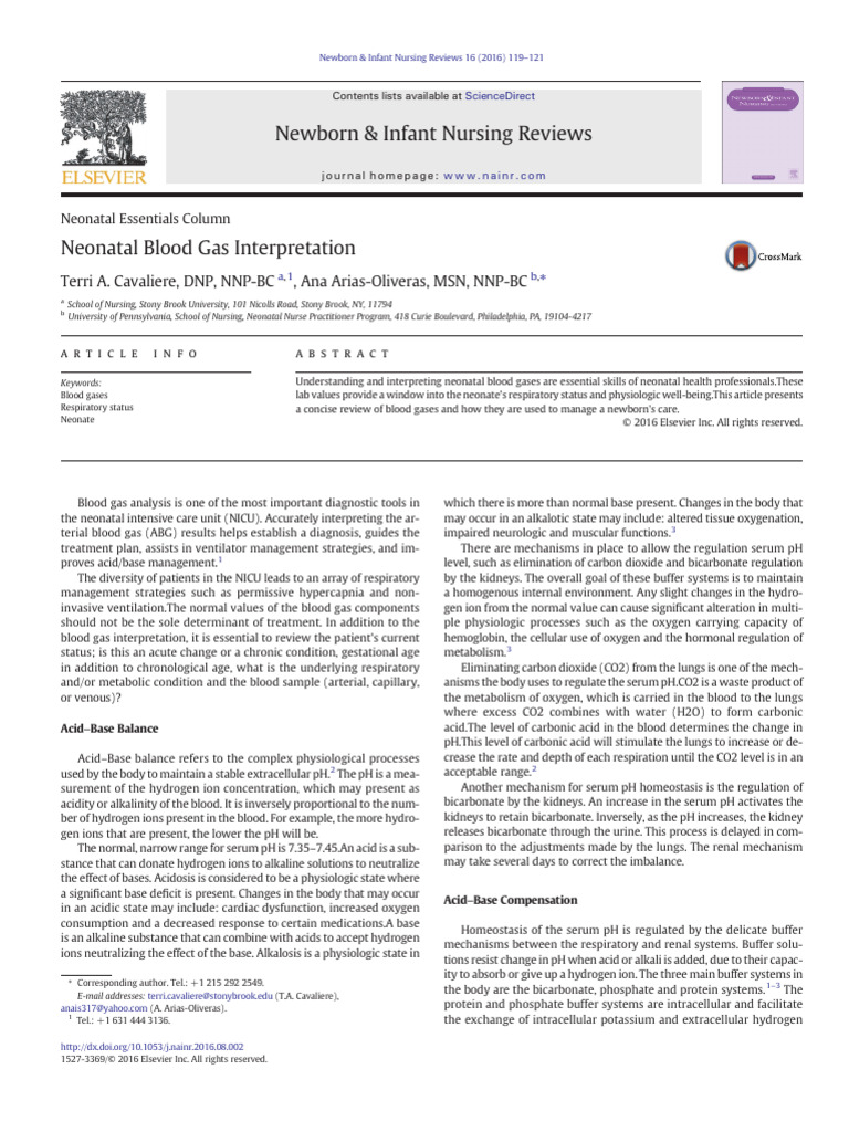 Neonatal Blood Gas Interpretation Guide | PDF | Hypoxia (Medical ...