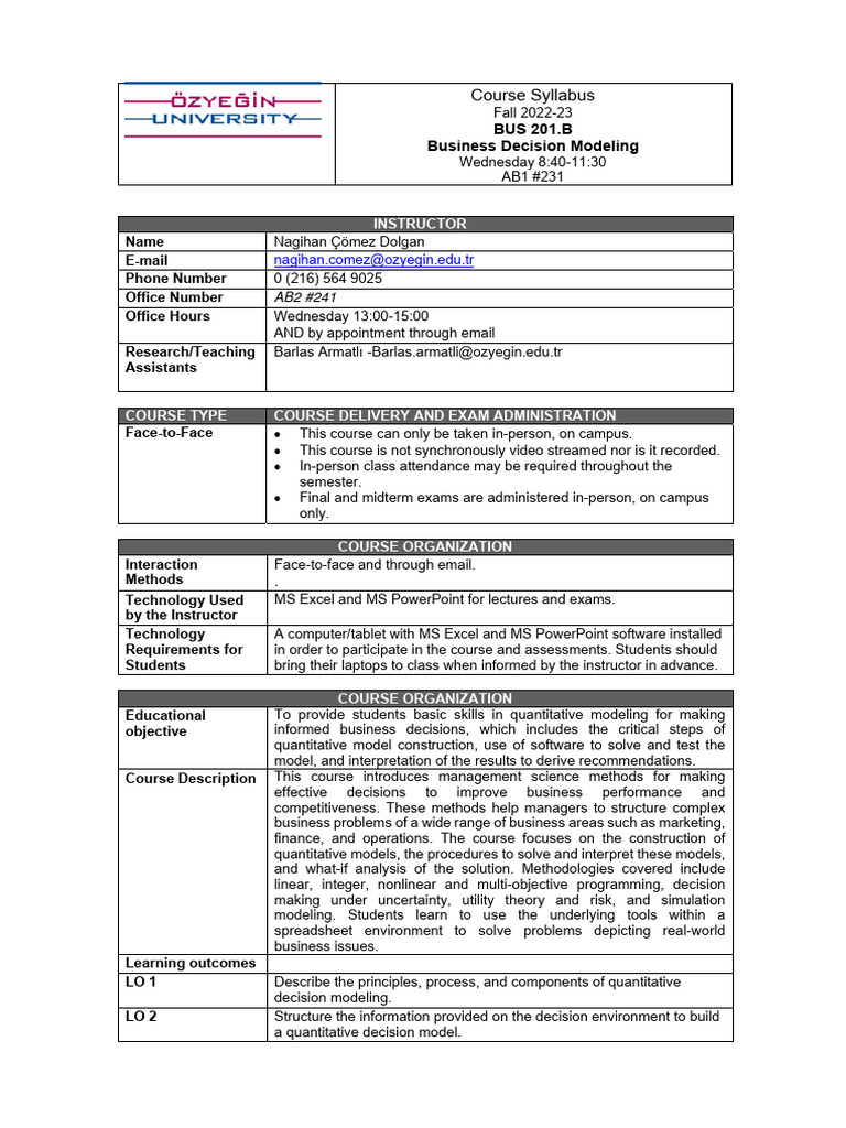BUS 201 2022 Fall ENG BUS-B | PDF | Academic Dishonesty | Spreadsheet