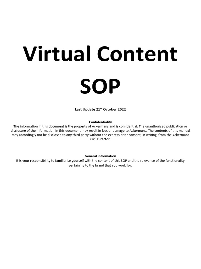 Virtual Content SOP | PDF | Point Of Sale | Voucher