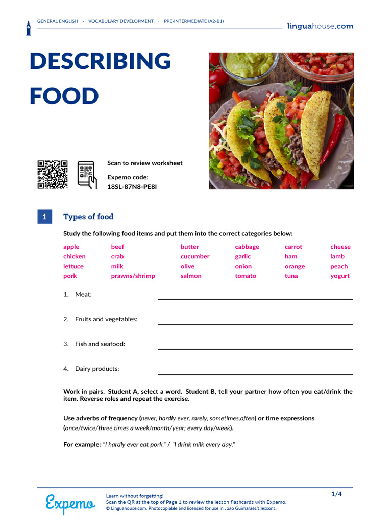 Describing Food - Student | PDF | Foods | Cuisine