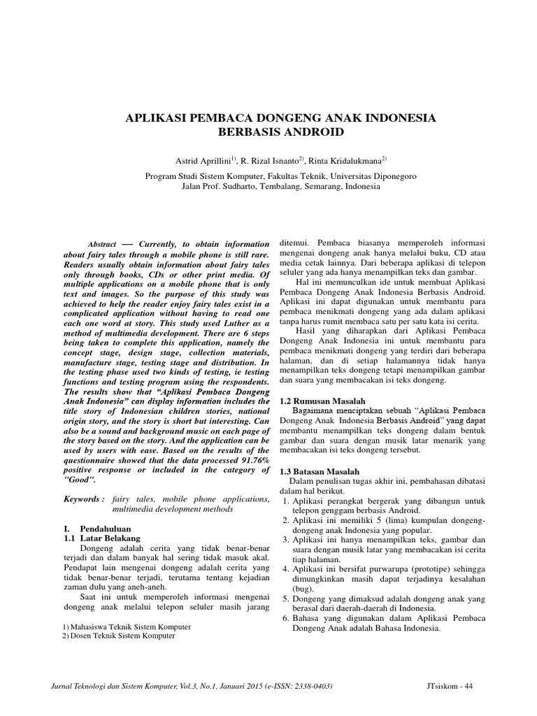ID Aplikasi Pembaca Dongeng Anak Indonesia | PDF