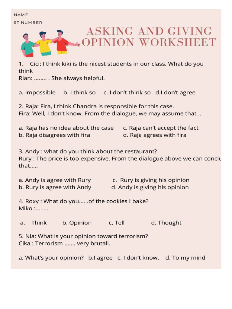 Contoh Dialog Expressing Opinion | PDF | Games & Activities