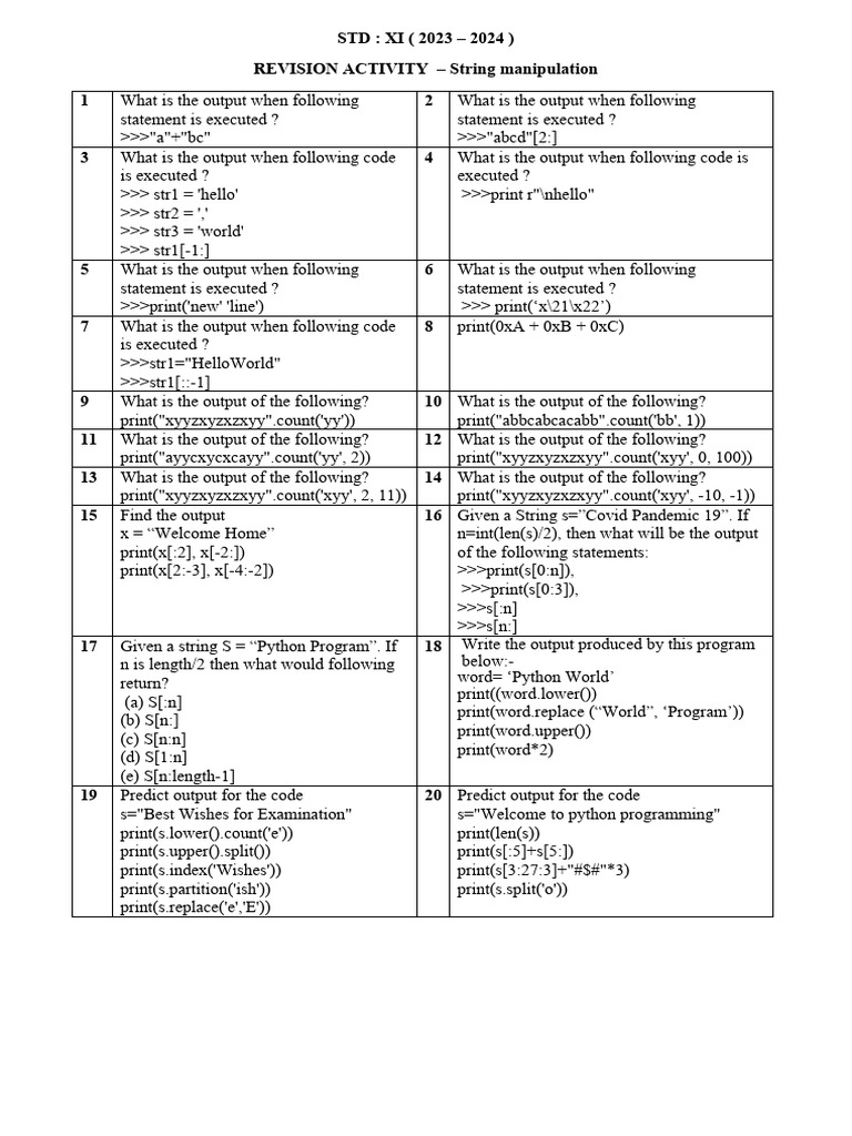 String Revision | PDF | Computer Programming | Software Development
