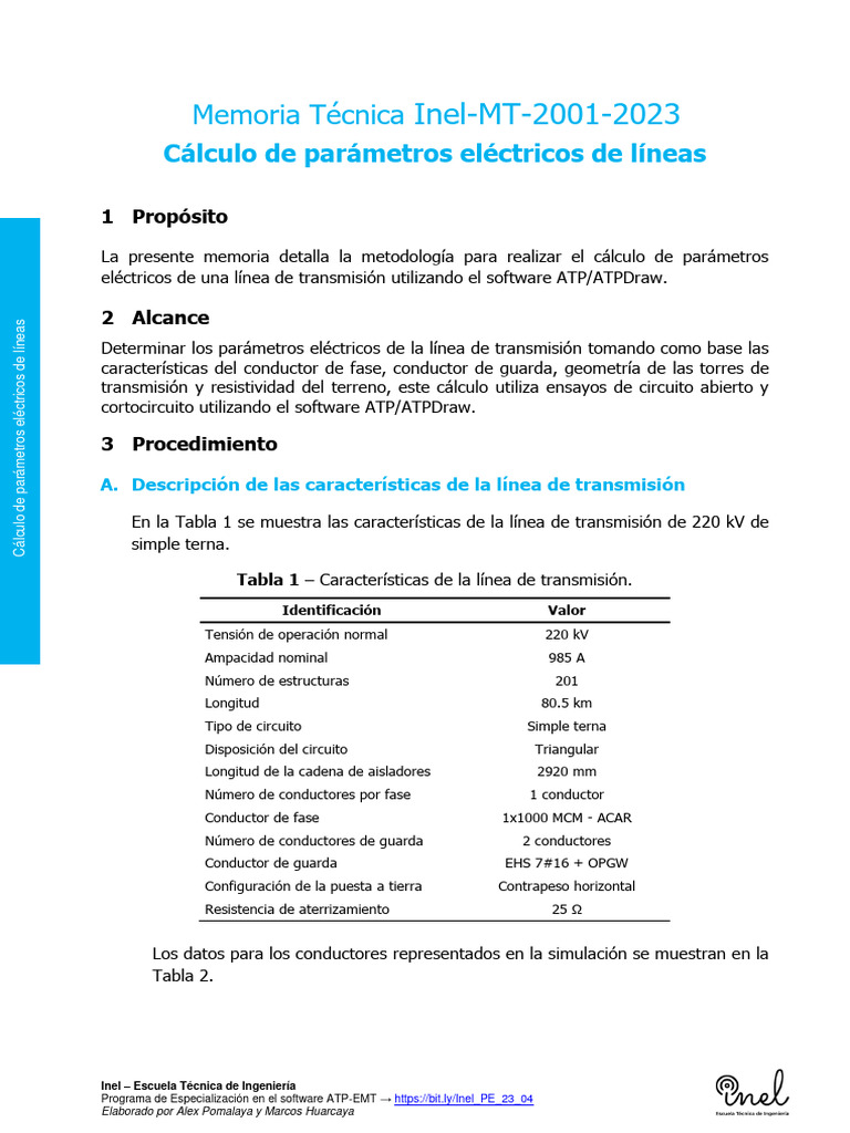 Cálculo de Parámetros Eléctricos de Líneas | PDF | Impedancia eléctrica | Corriente eléctrica