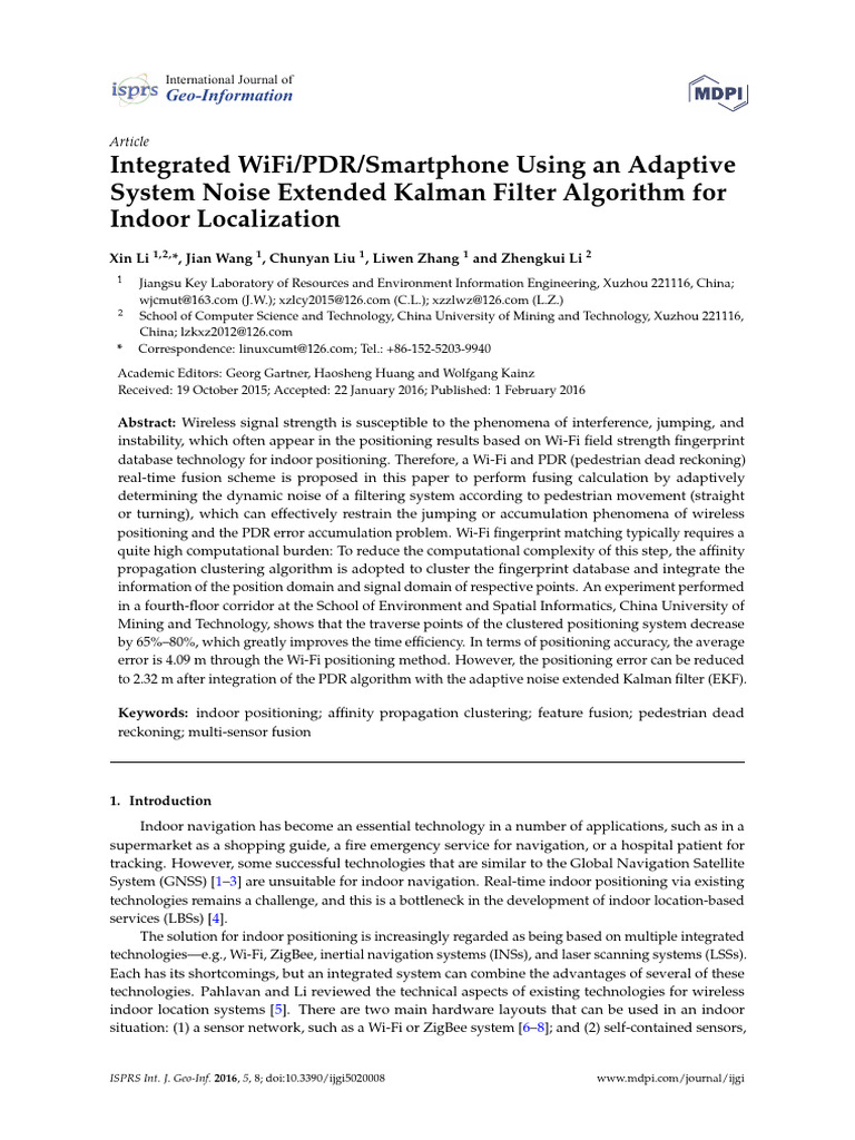 51 - Integrated WiFi-PDR-Smartphone Using An Adaptive System Noise Extended Kalman Filter ...