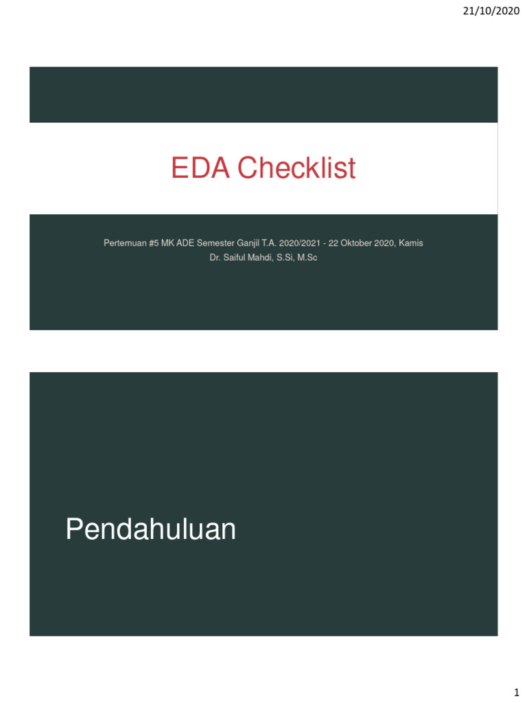 EDA Checklist for Data Analysis | PDF | Data | Data Management