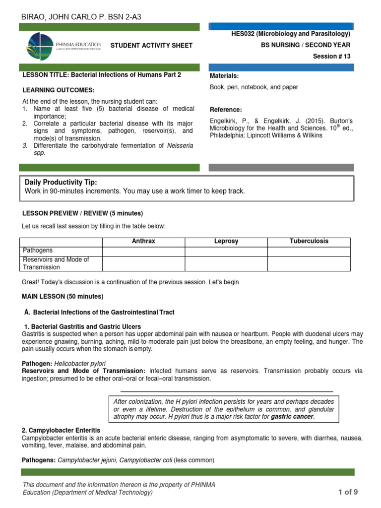 Birao Sas 13 Microbiology and Parasitology | PDF | Diarrhea | Urinary ...