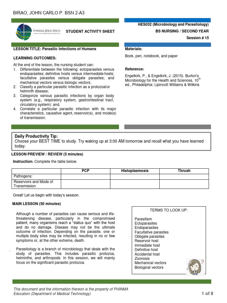 Birao Sas 15 Microbiology and Parasitology | PDF | Protozoa | Parasitism