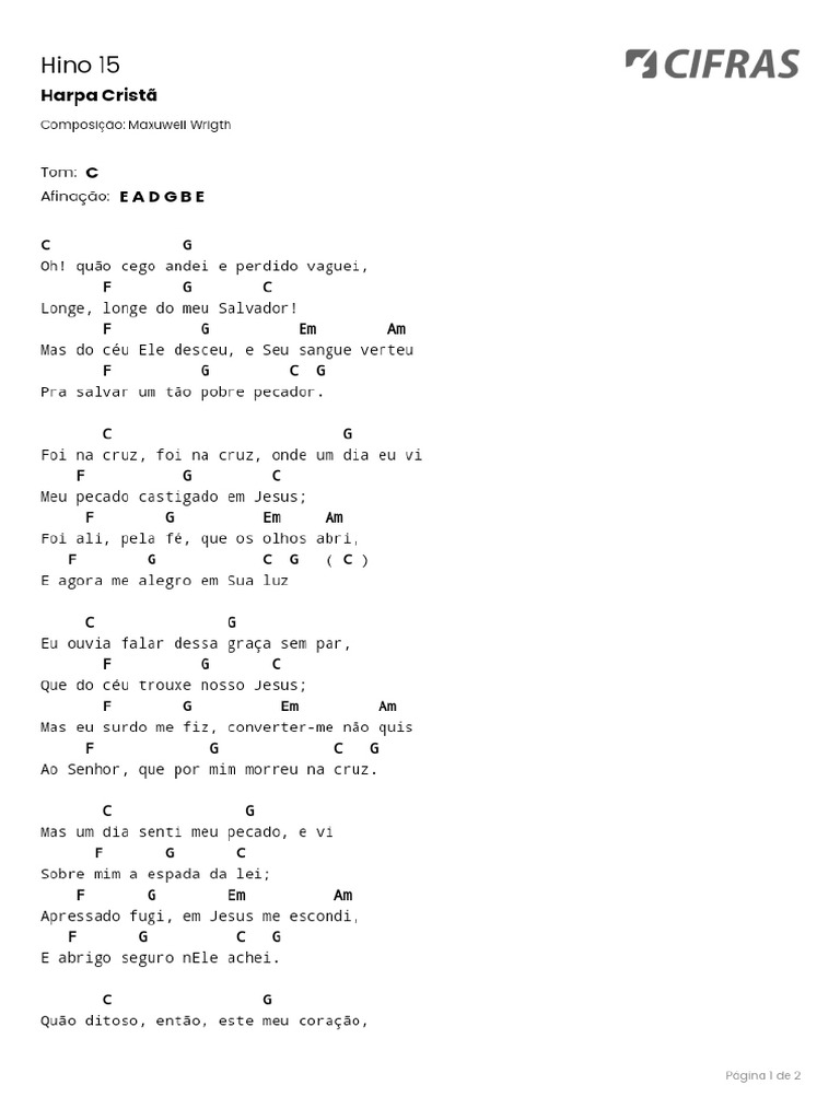 CIFRAS Cifra Harpa-Crista Hino-15 | PDF