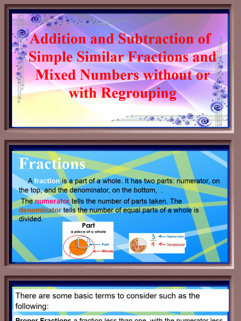 Addition and Subtraction of Similar Fractions and Mixed Numbers-1 | PDF ...