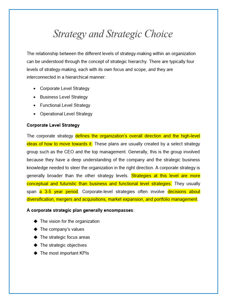 Strategy and Strategic Choice | PDF | Strategic Management | Marketing