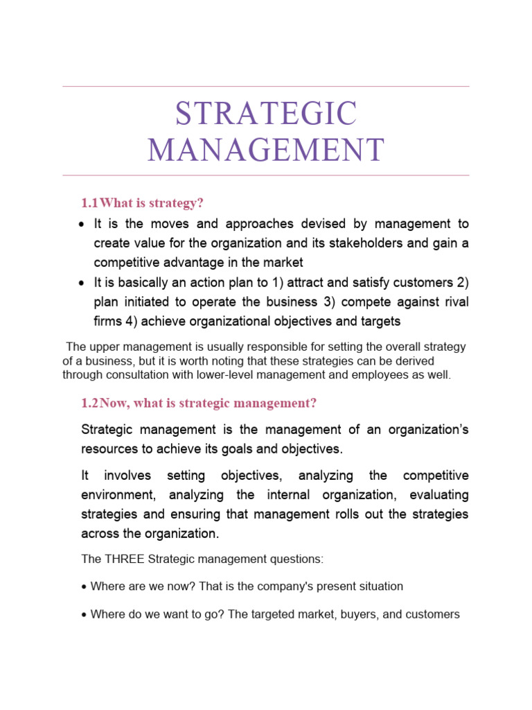 Strategic Management Chapter 1 | PDF | Strategic Management | Strategic ...