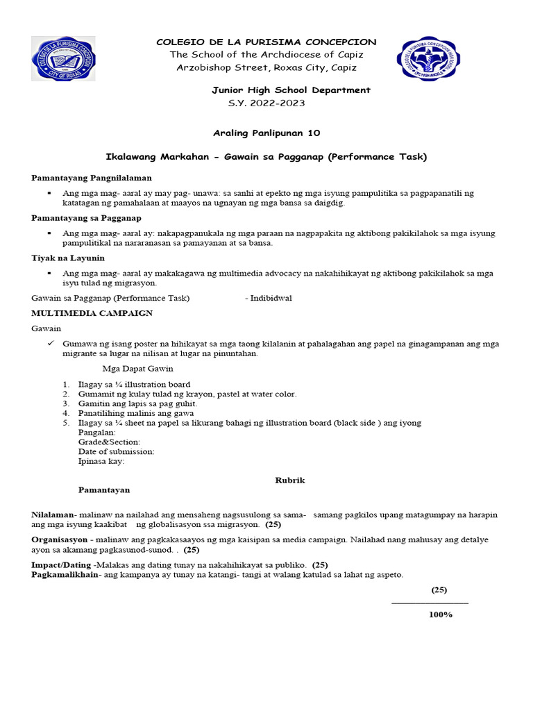 Performance Task | PDF