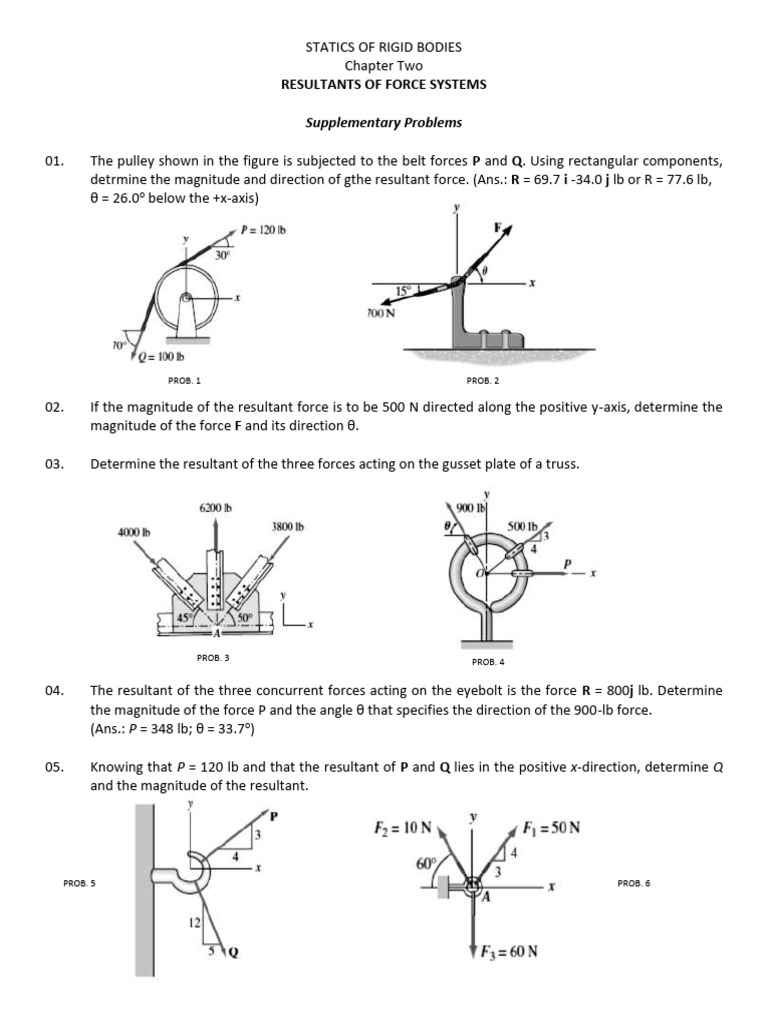 Chapter 2 - Supplementary Problems | PDF | Force | Mechanical Engineering Chapter 2 - Supplementary Problems | PDF | Force | Mechanical Engineering
