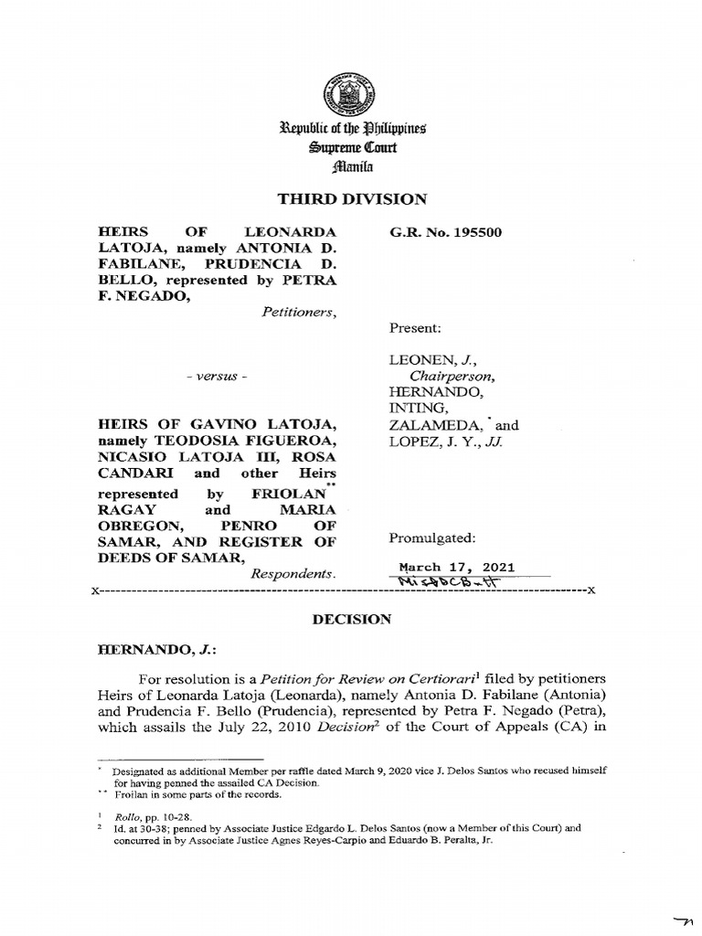 GR 195500 2021 | PDF | Burden Of Proof (Law) | Lawsuit