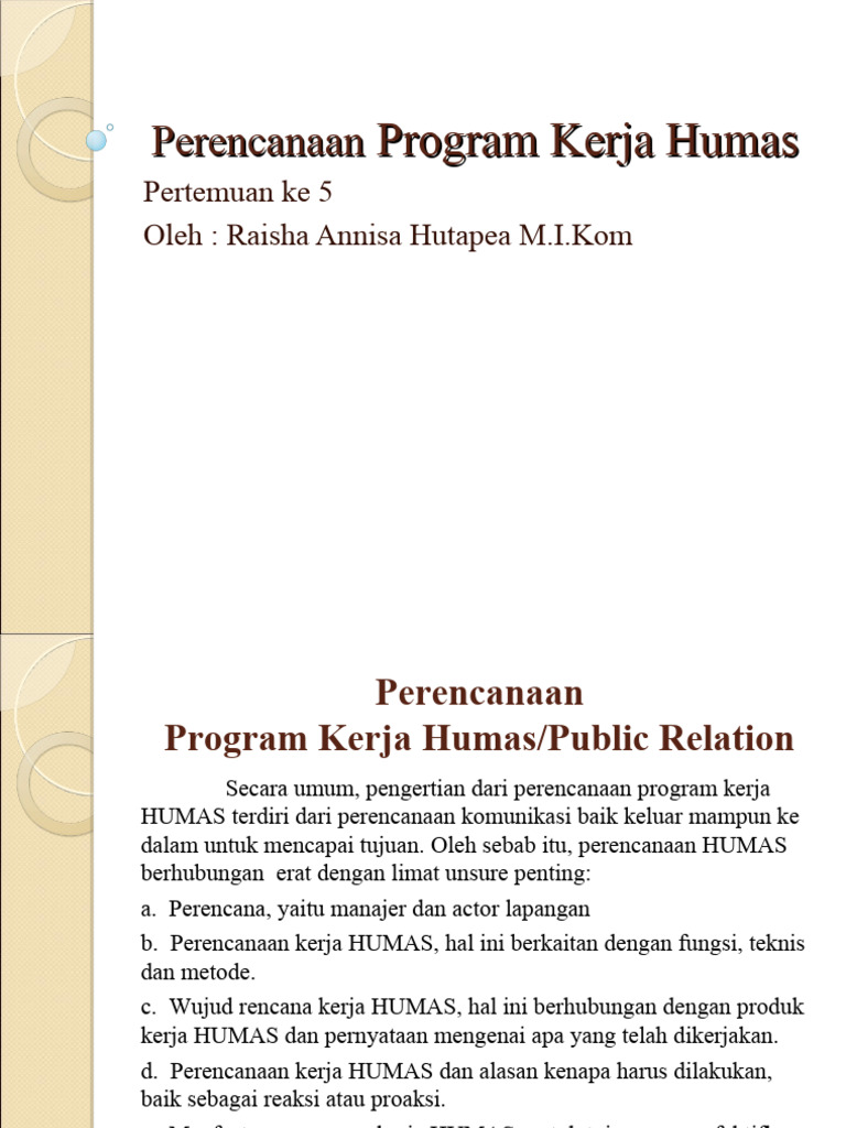 Panduan Perencanaan Humas | PDF