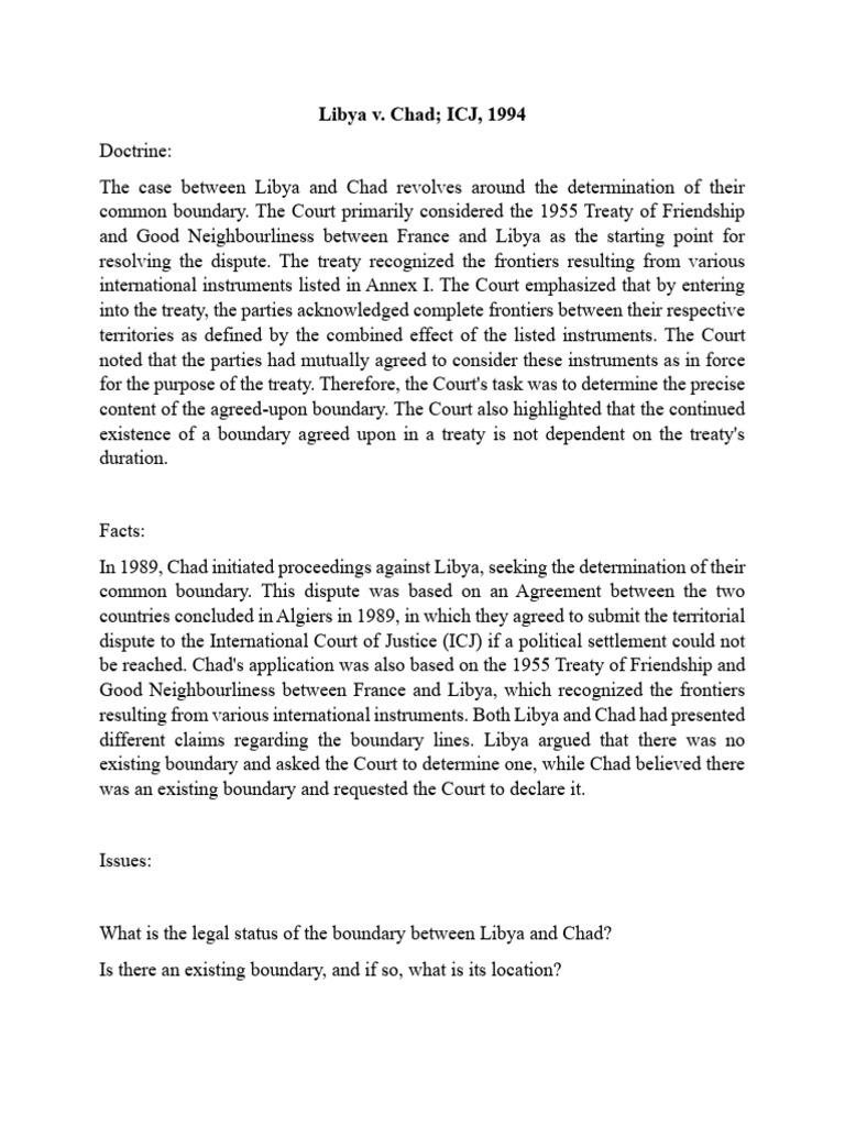 Libya-Chad Boundary Dispute Ruling | PDF | Treaty | Government