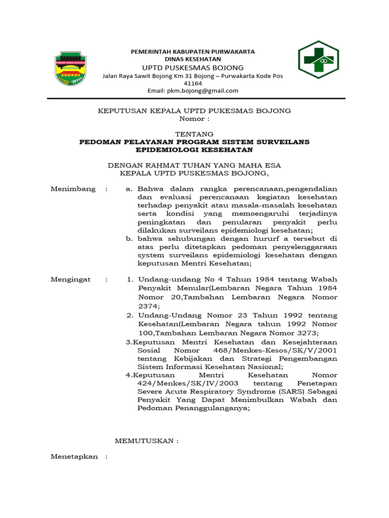 Pedoman Program Surveilans | PDF