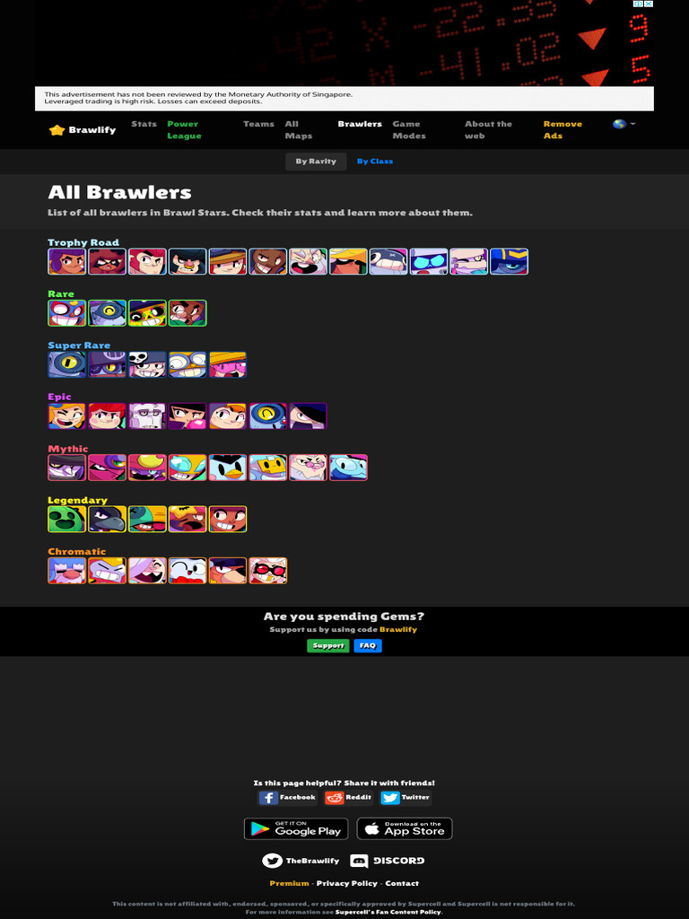All Brawlers in Brawl Stars - Brawlify | PDF