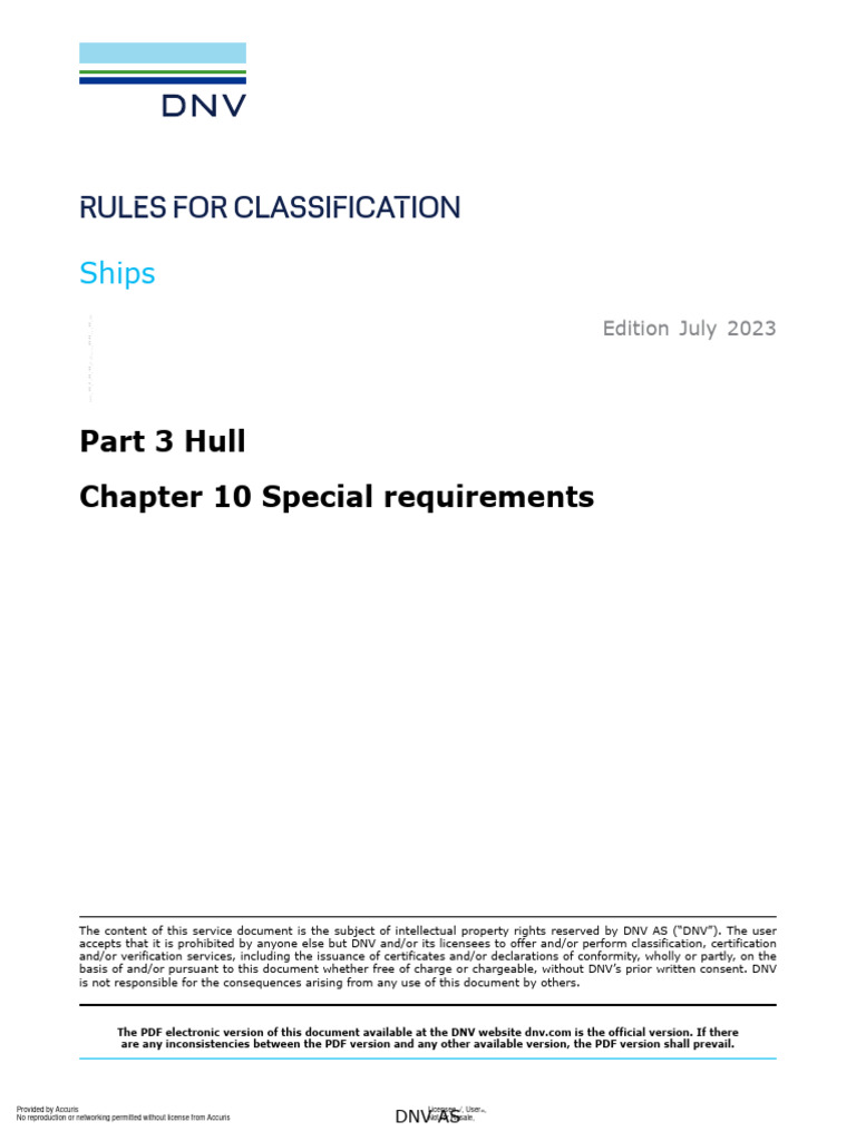 Dnvgl-Ru-Ships (2015) Part 3 Ch-10 Trolley | PDF | Ships | Rocket Engine Dnvgl-Ru-Ships (2015) Part 3 Ch-10 Trolley | PDF | Ships | Rocket Engine