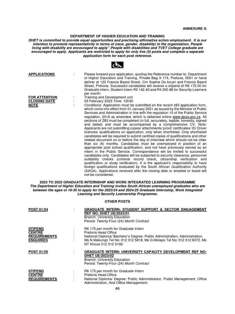 DHET Internships | PDF | Master Of Science | Academic Degree