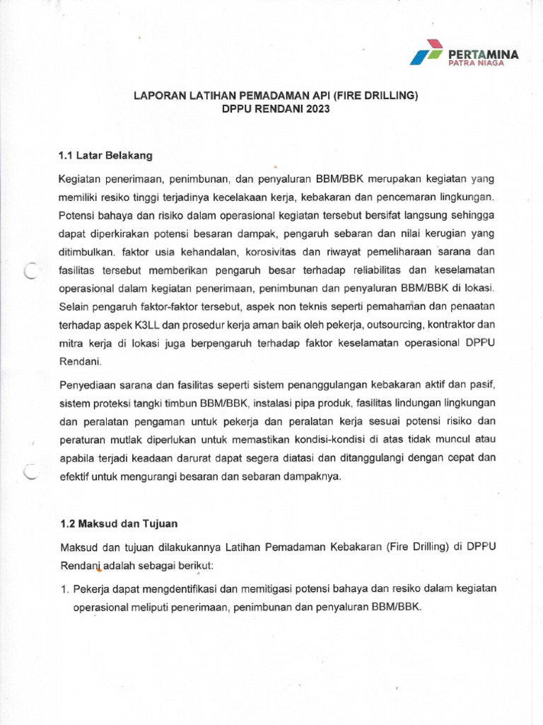 Laporan Fire Drilling Rendani Manokwari | PDF