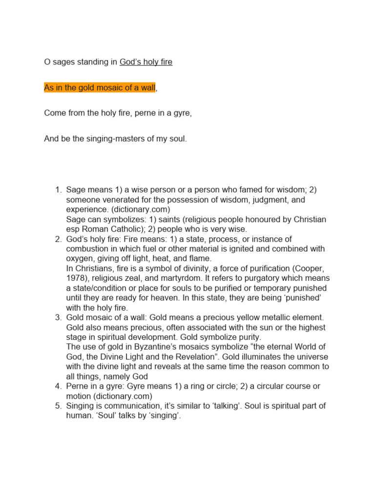 Sailing To Byzantium Stanza 3 | PDF