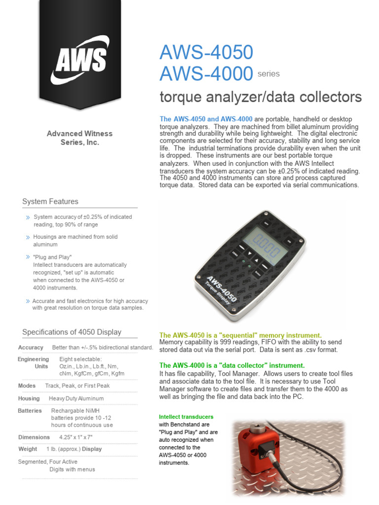 Specsheet Aws-4050 | PDF | Sensor | Computing