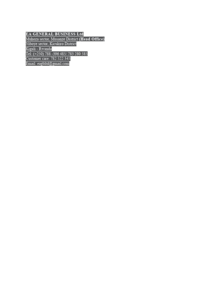 EA General Business Contact Info | PDF
