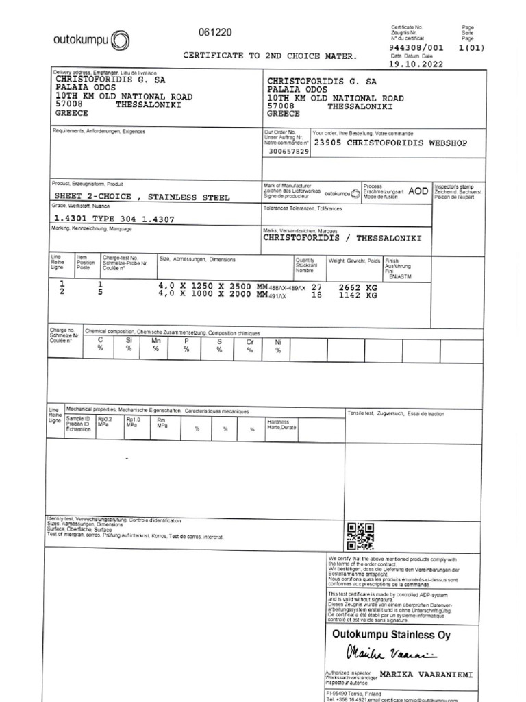 PL4 304L 4x1250x2500 | PDF