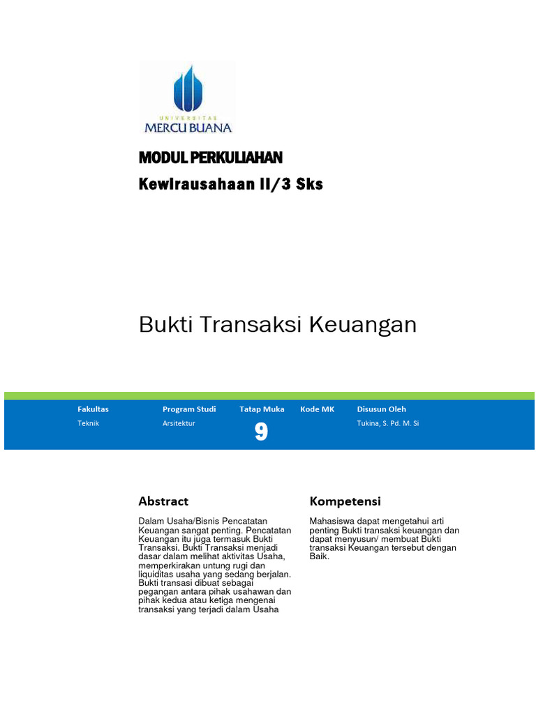 Bukti Transaksi Keuangan BTK | PDF