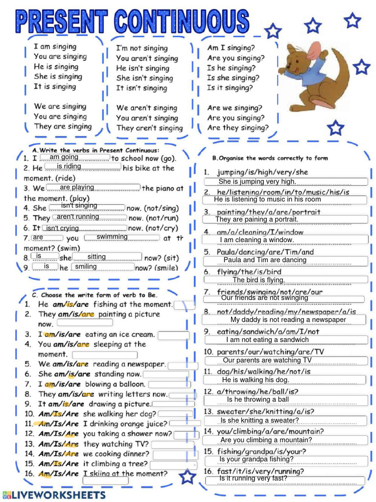 Present Continous Pytania Przeczenia | PDF