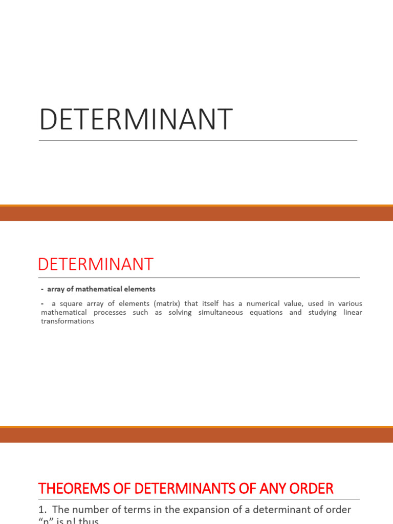 DETERMINANT | PDF | Matrix (Mathematics) | Determinant DETERMINANT | PDF | Matrix (Mathematics) | Determinant