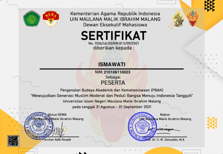 Sertifikat PBAK 2021 | PDF