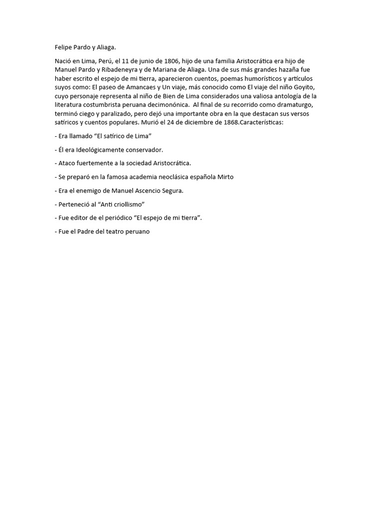 Felipe Pardo y Aliaga | PDF