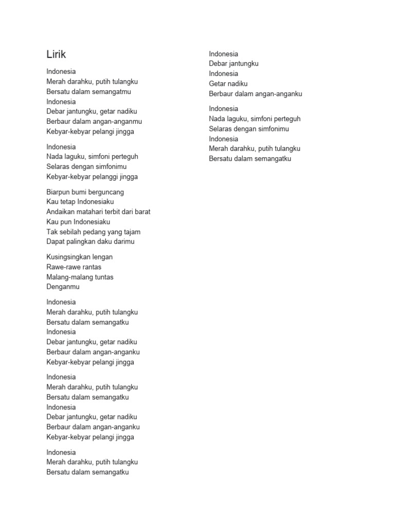 Lirik Lagu Gebyar Gebyar | PDF