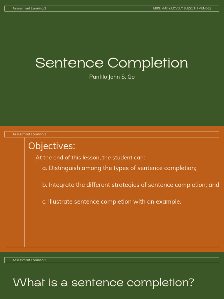Sentence Completion | PDF | Learning | Attitude (Psychology)