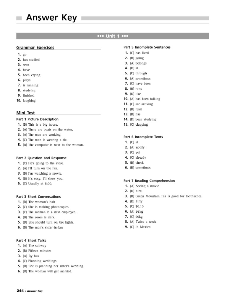 Very Easy TOEIC 2nd - Answer Key | PDF
