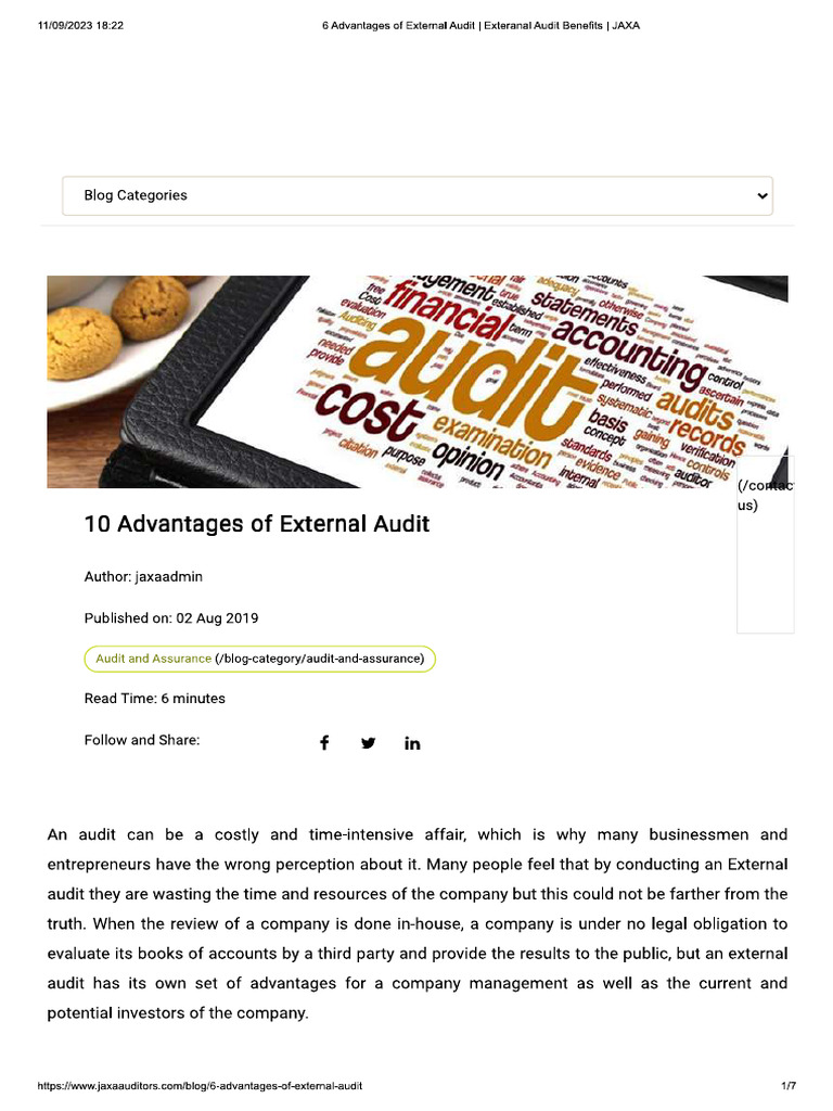 10 Advantages of External Audit | PDF