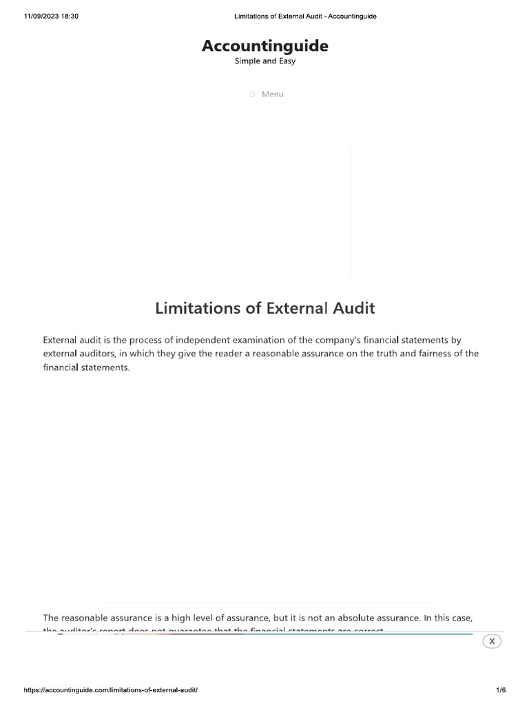 Limitations of External Audit | PDF