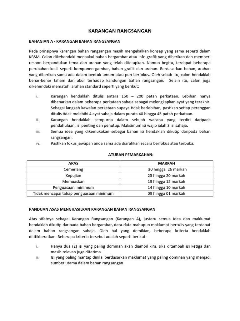 Sampel Panduan Karangan Rangsangan | PDF