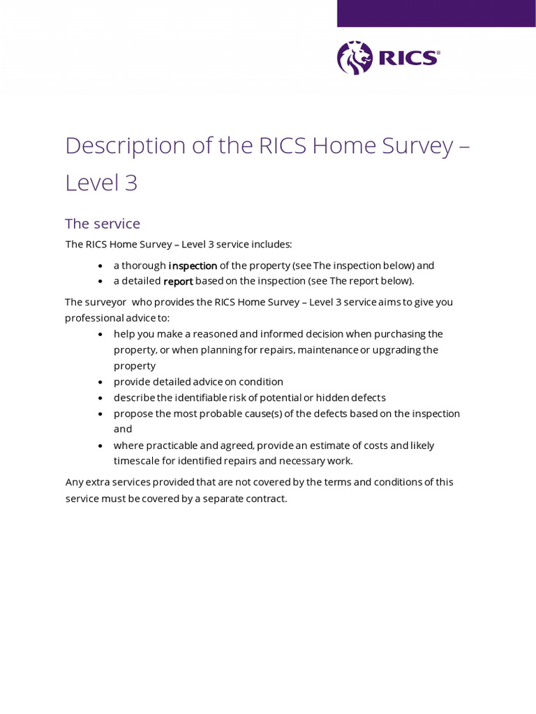 Description of The Rics Home Survey Level 3 | PDF