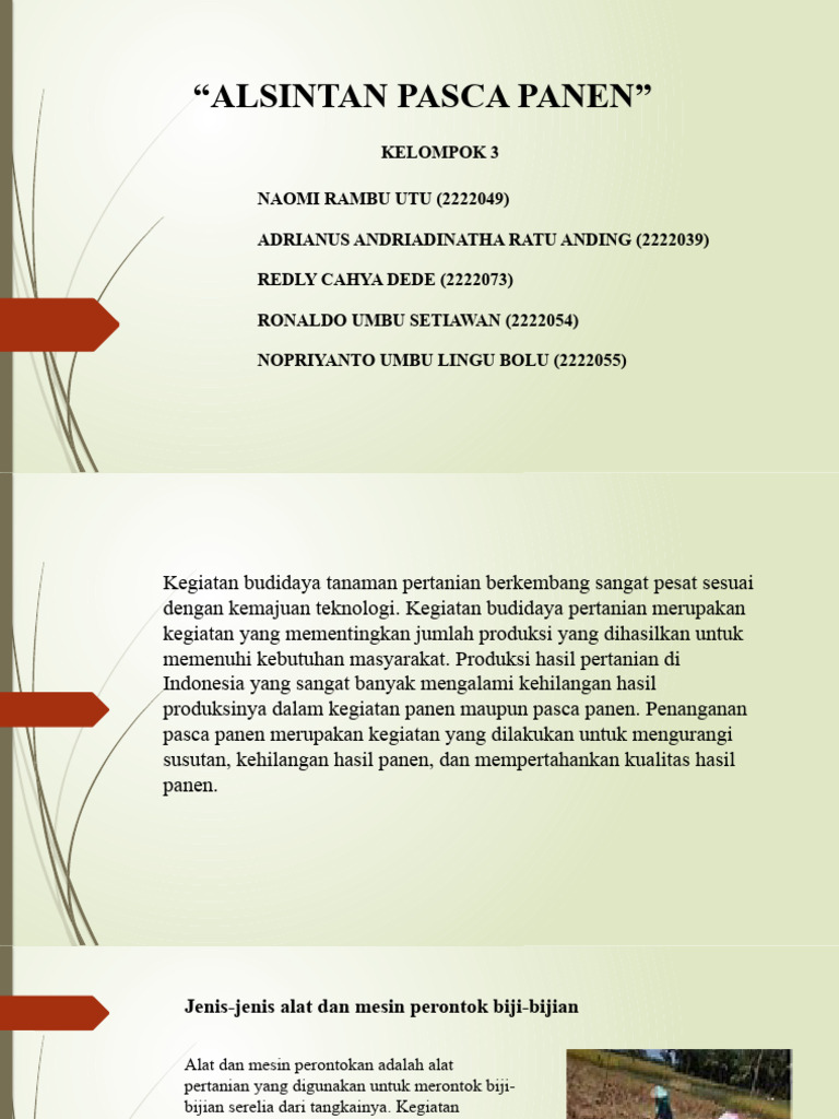 Alsintan Pasca Panen | PDF