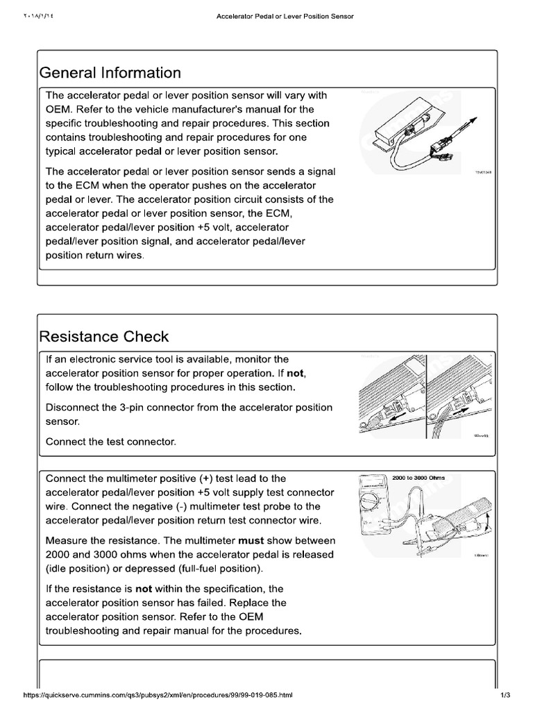 Accelerator Pedal or Lever Position Sensor 019-085 | PDF