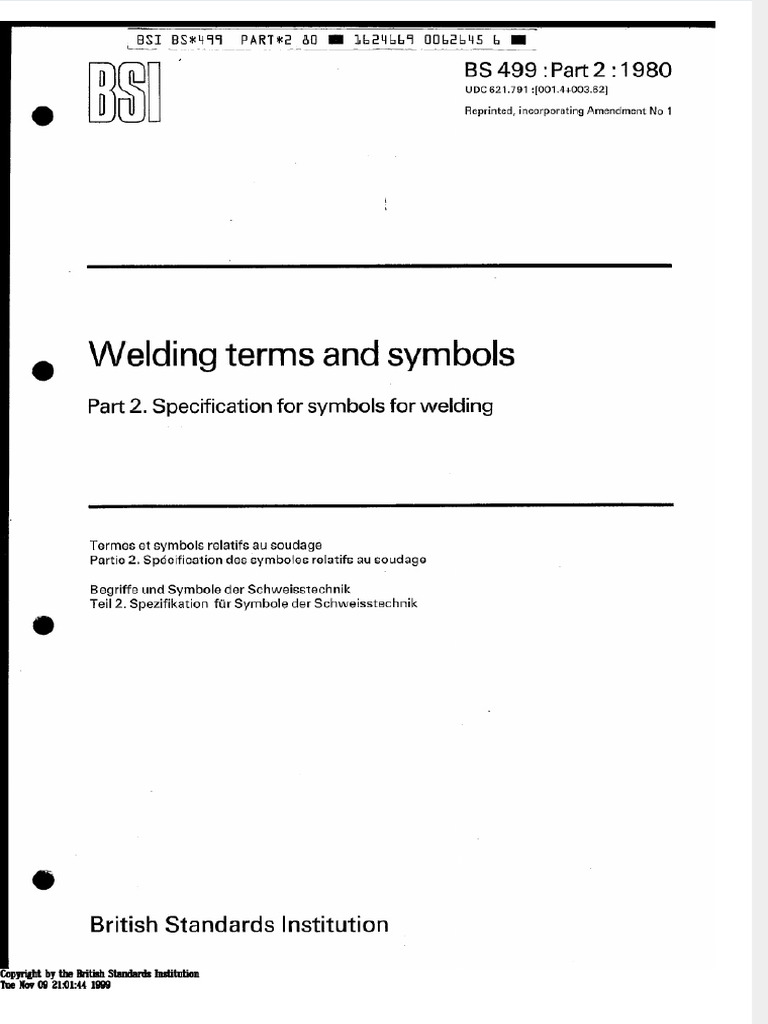 BS 499-2: Welding Terms & Symbols | PDF