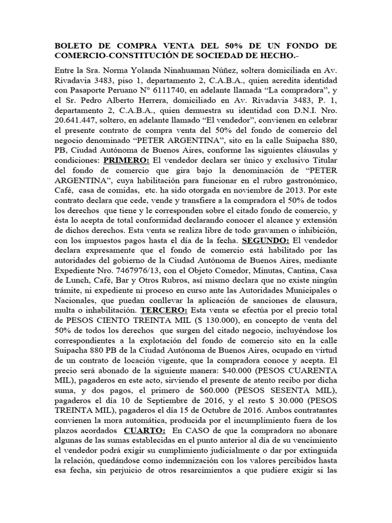 Boleto de Compra Venta Del 50 | PDF | Buenos Aires | Propiedad