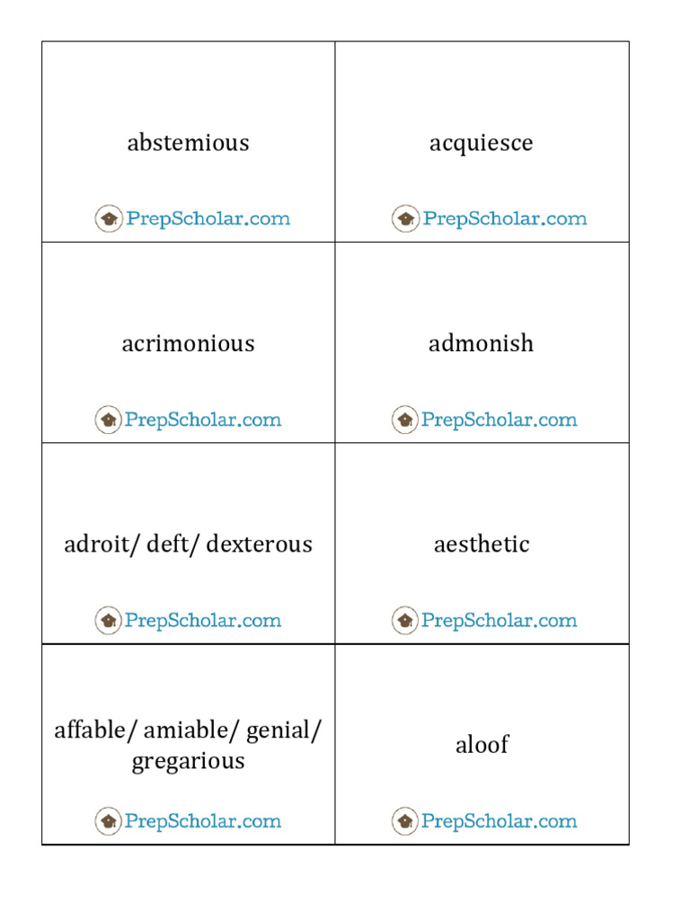 02 PrepScholar - 200 - Vocab - Words | PDF