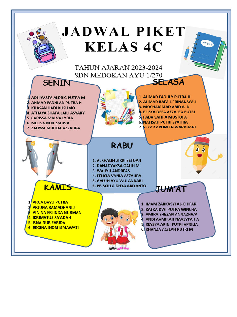 Jadwal Piket Kelas 4C | PDF